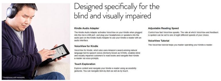 Kindle Audio Adapter : Amazon ouvre ses liseuses aux aveugles